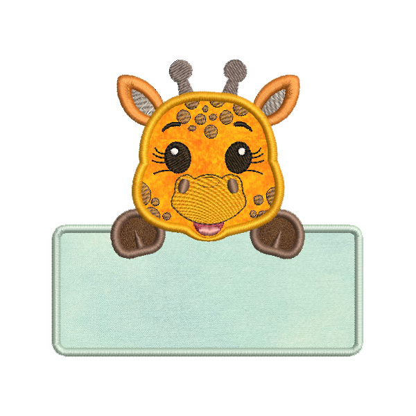Cute Applique Giraffe Name Board | Embroidery Digitizing Studio