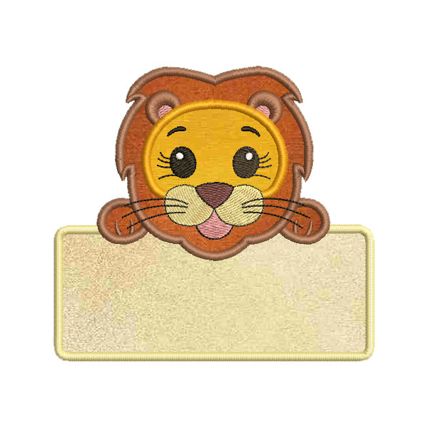 Cute Applique Lion Name Board - Embroidery Digitizing Studio